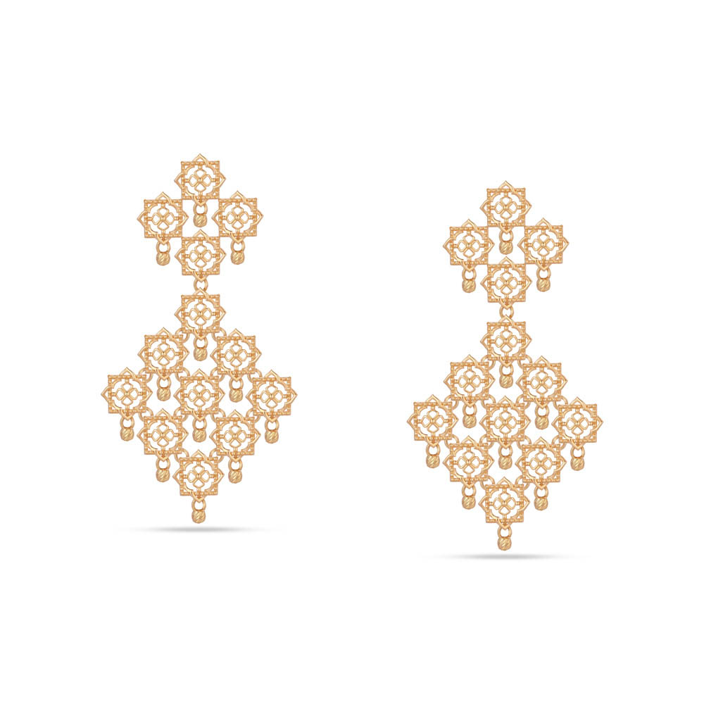 Buy Mashrabiya Gold Dangler Earrings at Best Price | Tanishq UAE