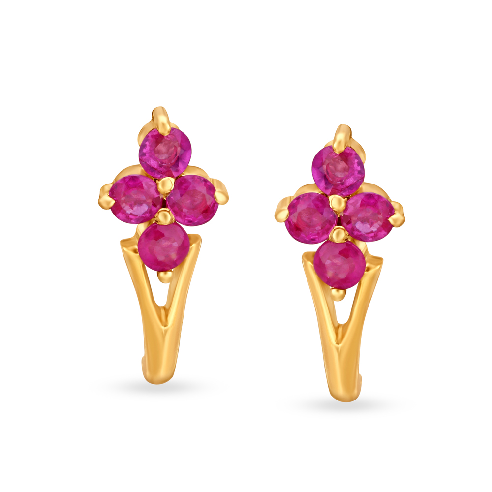 Buy Striking Ruby Stud Earrings at Best Price | Tanishq UAE