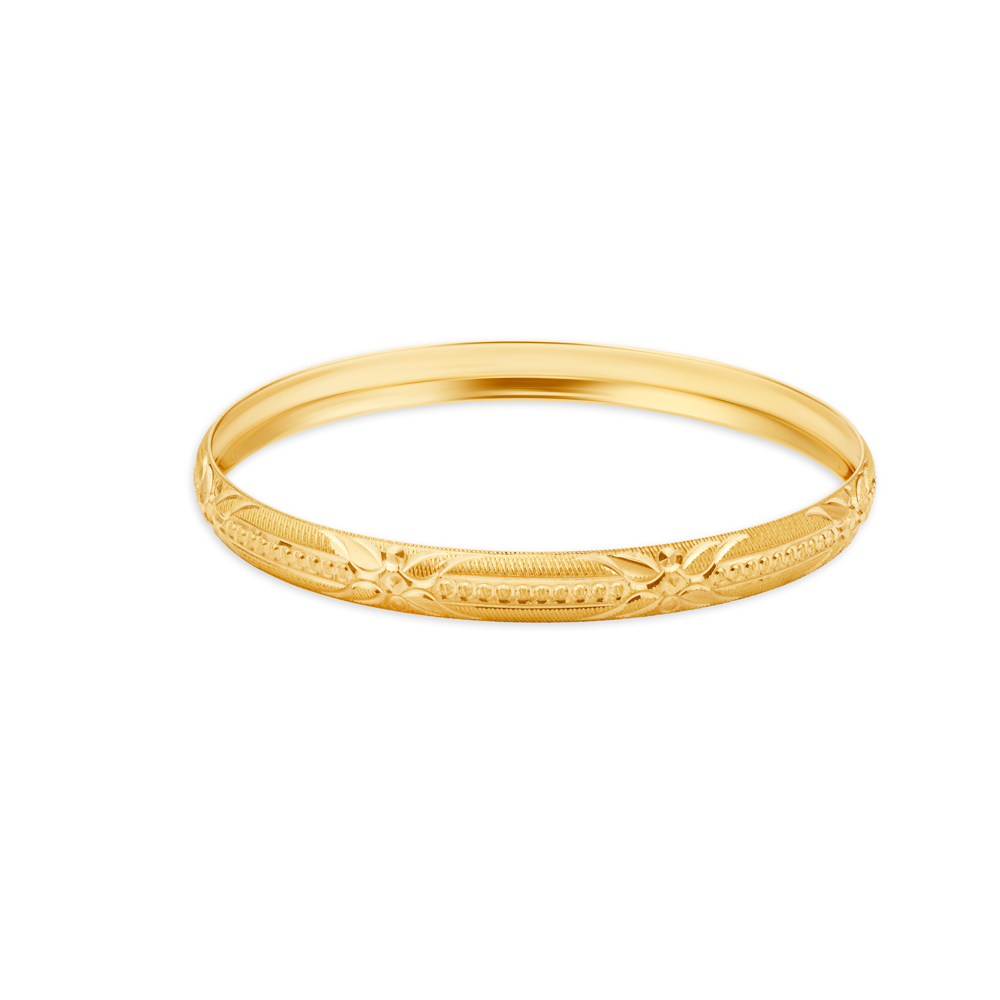 Buy Flourishing Yellow Gold Floral Embossed Bangles at Best Price | Tanishq UAE