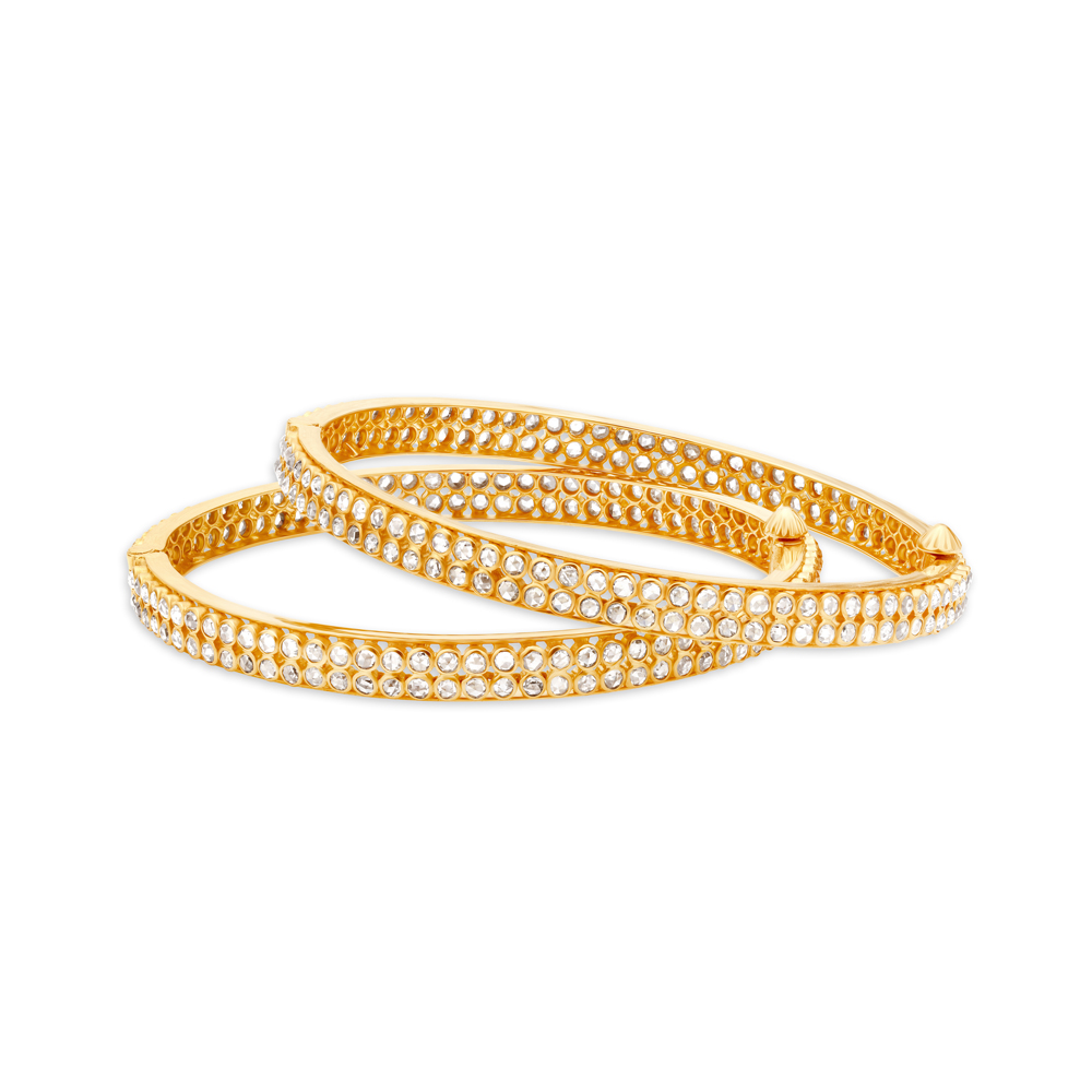 Buy Double Layer Lock Diamond Chakri Studded Gold Bangle at Best Price ...