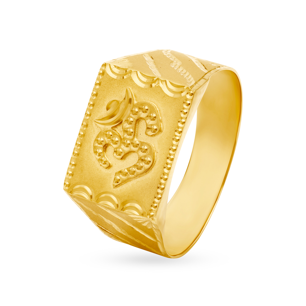 Buy Spiritual Gold Om Ring for Men at Best Price | Tanishq UAE
