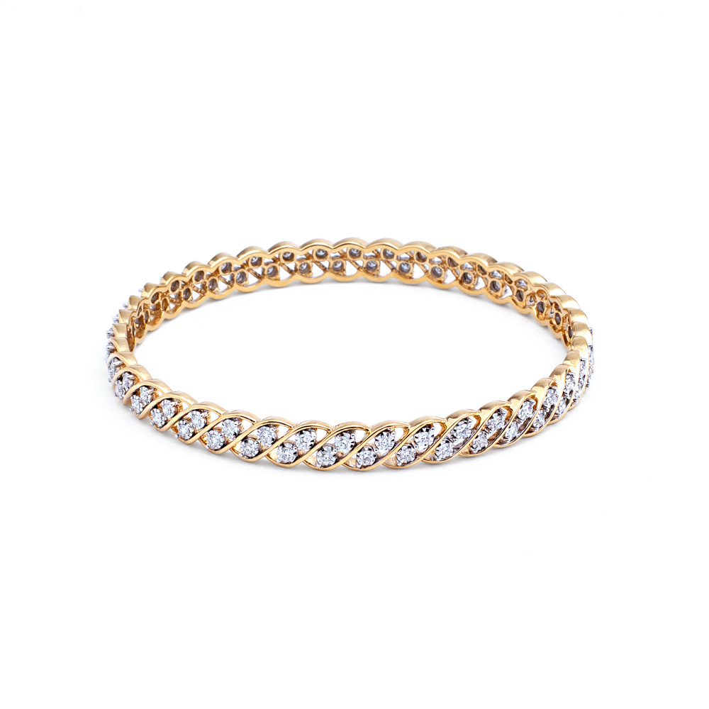 Buy Twisted Design Diamond Bangle Bracelet at Best Price | Tanishq UAE