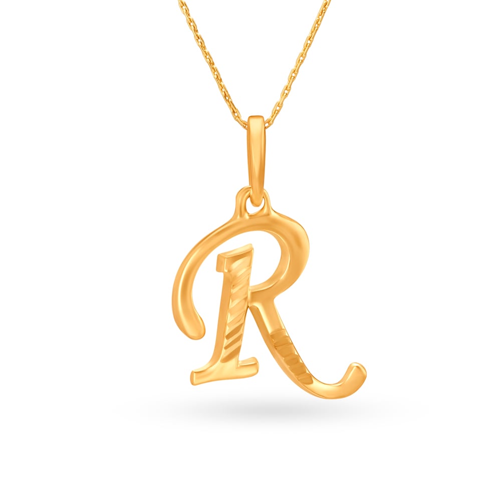 Buy Radiant R Letter Gold Pendant at Best Price | Tanishq UAE