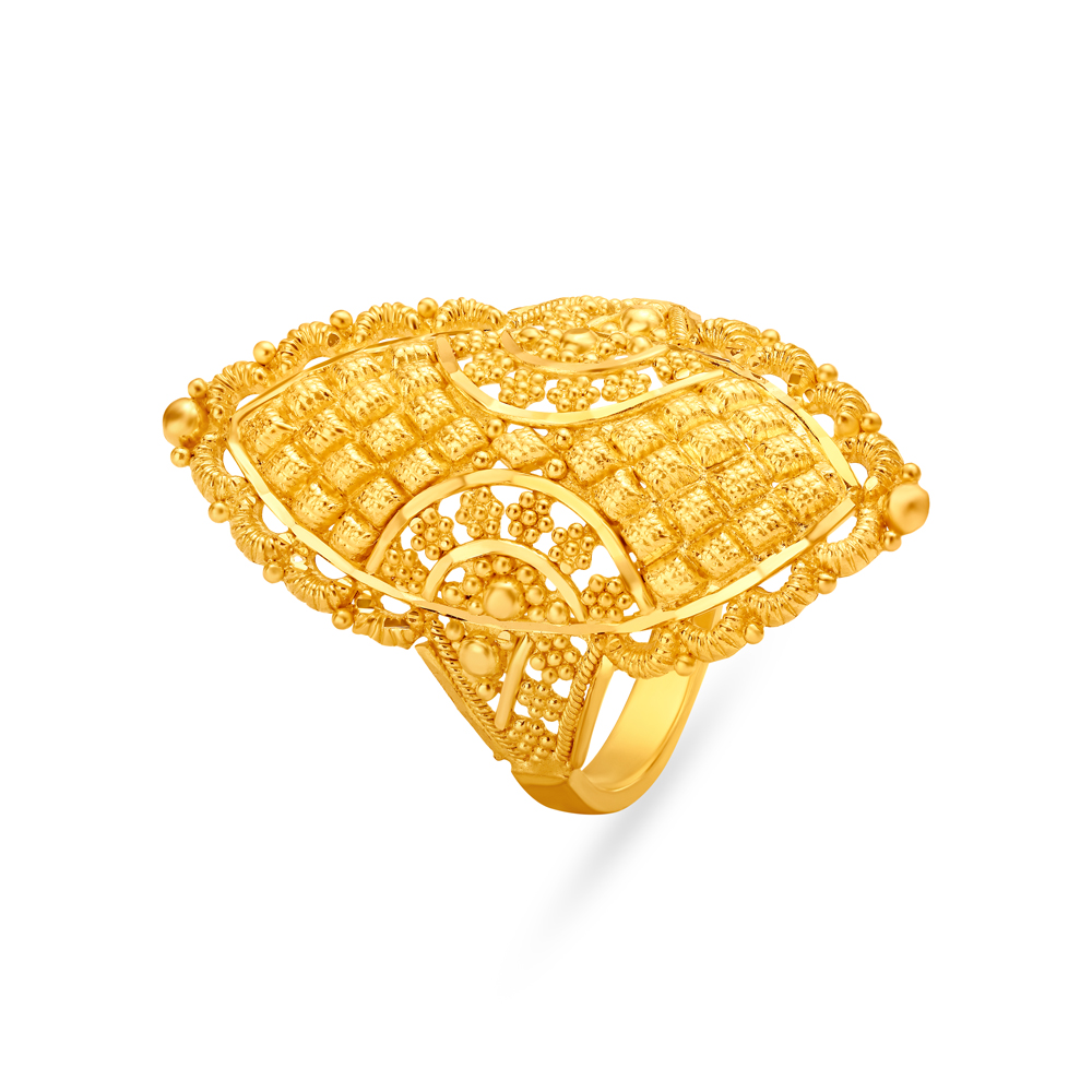 Buy Royal Jali Work Gold Finger Ring at Best Price | Tanishq UAE
