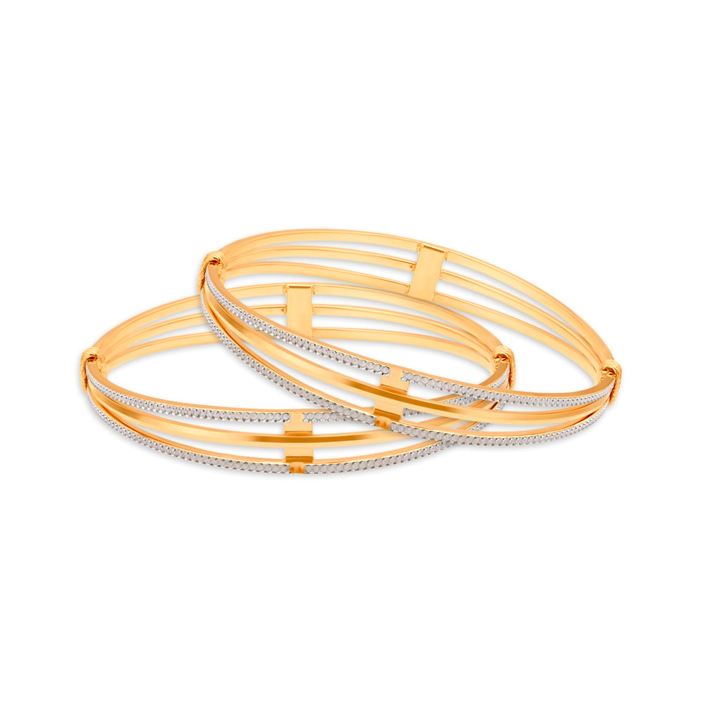 Buy Gorgeous Yellow Gold Triple Band Bangles at Best Price | Tanishq UAE