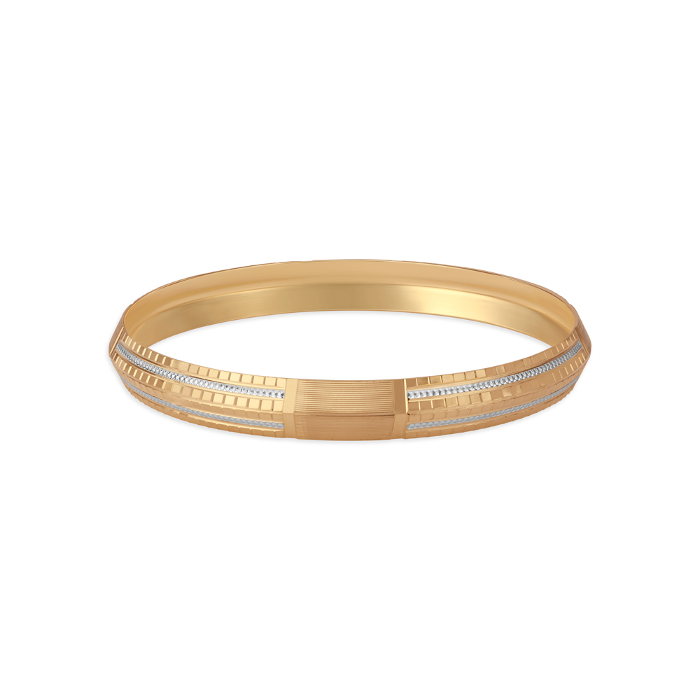 Buy Ridged Gold and Rhodium Kada for men at Best Price | Tanishq UAE