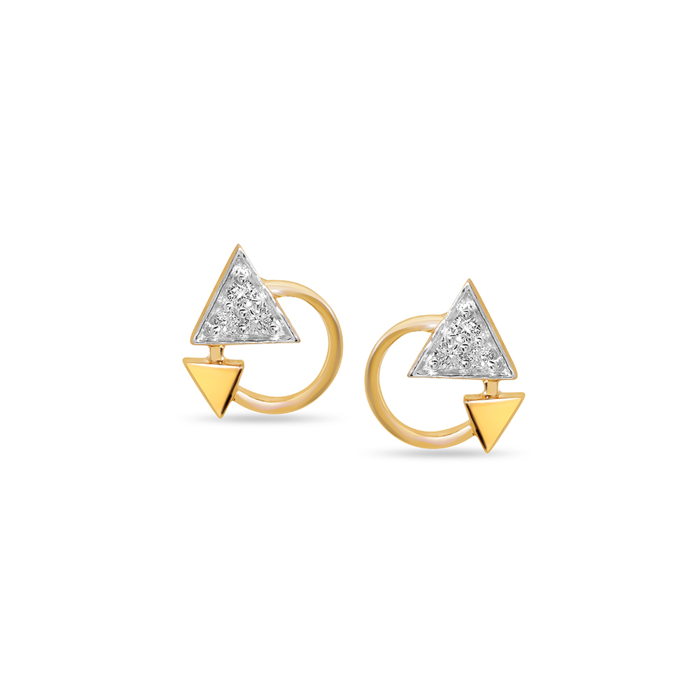 Buy 18 KT Yellow Gold Dainty Triangles Diamond Stud Earrings at Best Price | Tanishq UAE