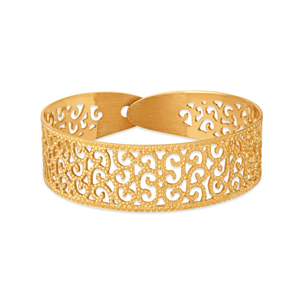 Buy Ethereal Yellow Gold Lattice Cuff Bangle at Best Price | Tanishq UAE