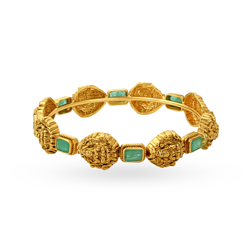 Buy Breathtaking Emerald Gold Bangle at Best Price | Tanishq UAE