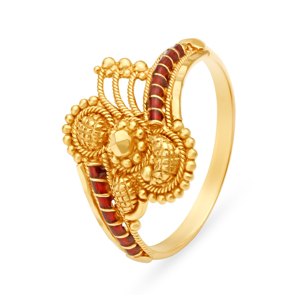 Buy Decorative 22 Karat Yellow Gold Beaded Traditional Finger Ring at ...